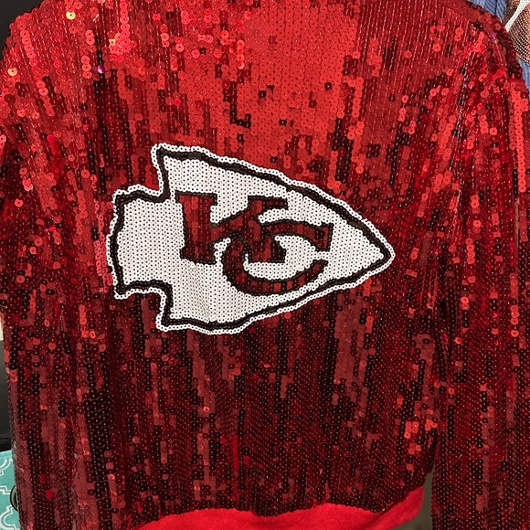 Jackets & Coats | Copy Front And Back Red Kansas City Chiefs Sequin Jacket One Size Fits All Zi ...